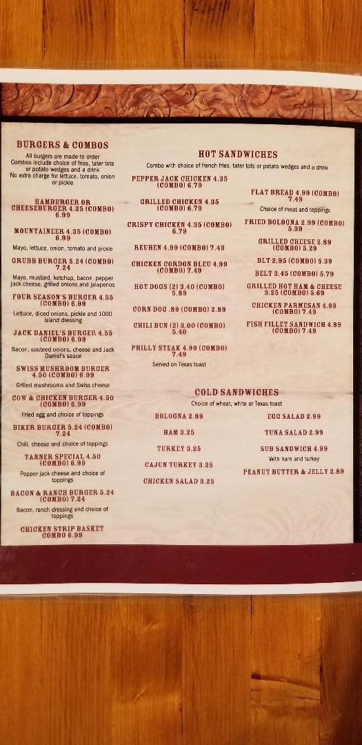 Menu at Four Seasons Restaurant, Big Stone Gap