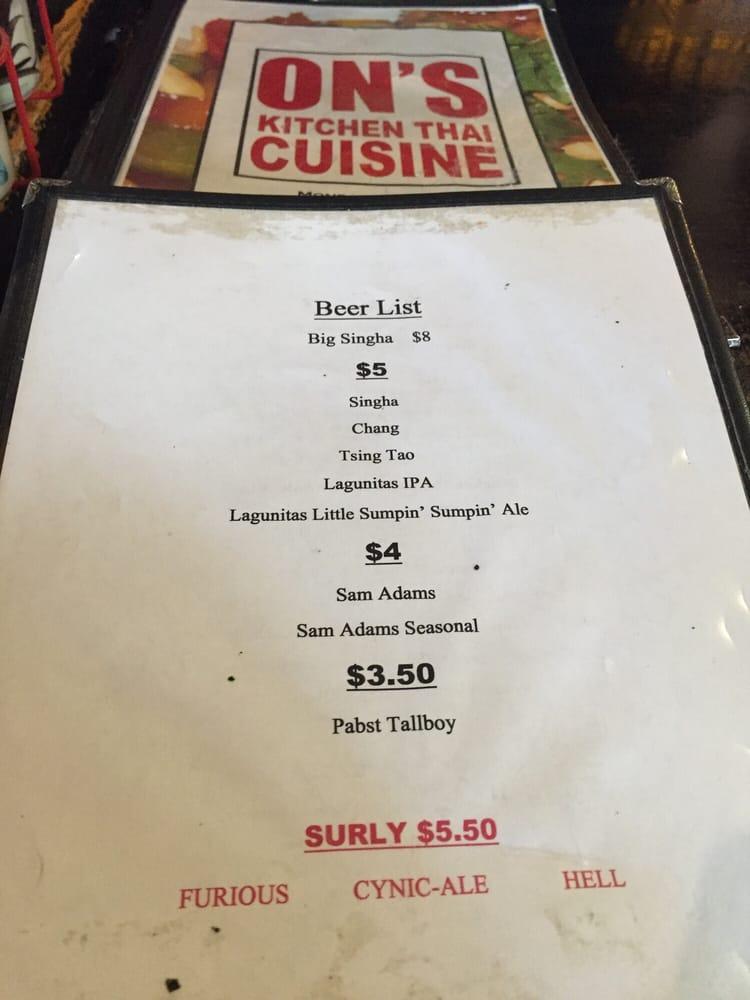 Menu at On's Kitchen restaurant, Saint Paul