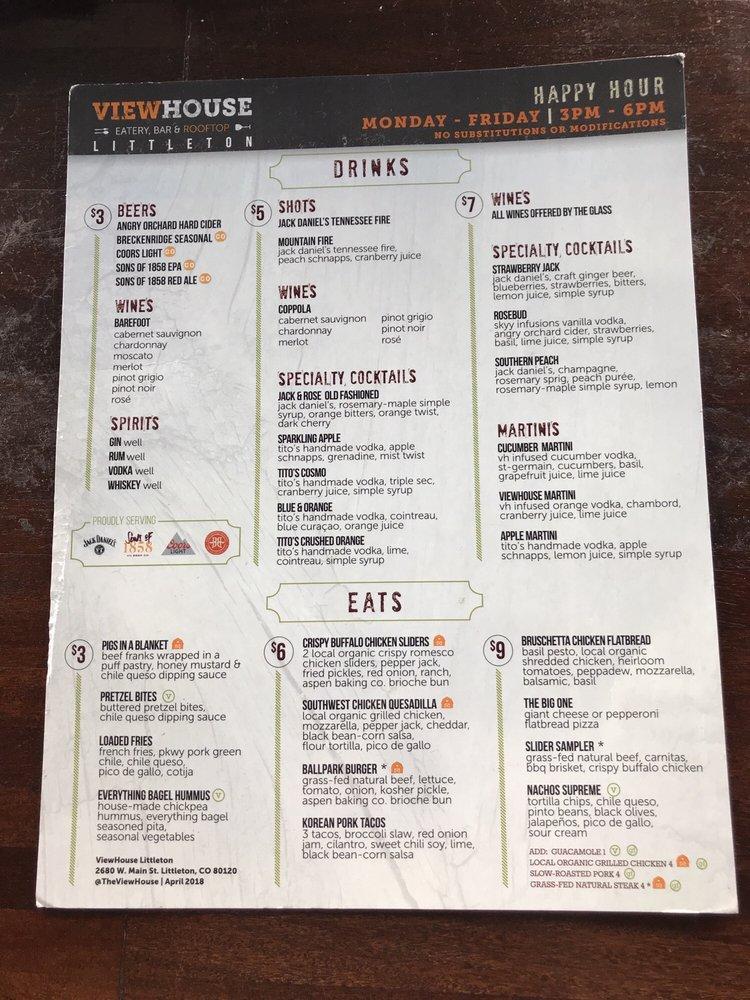 Menu at ViewHouse Littleton pub & bar, Littleton