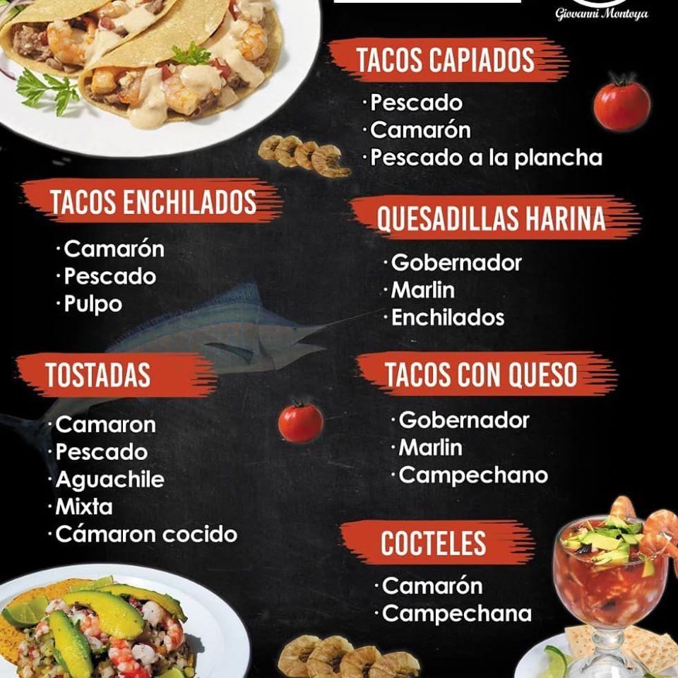Carta del restaurante Mariscos el marinero food truck, Tijuana