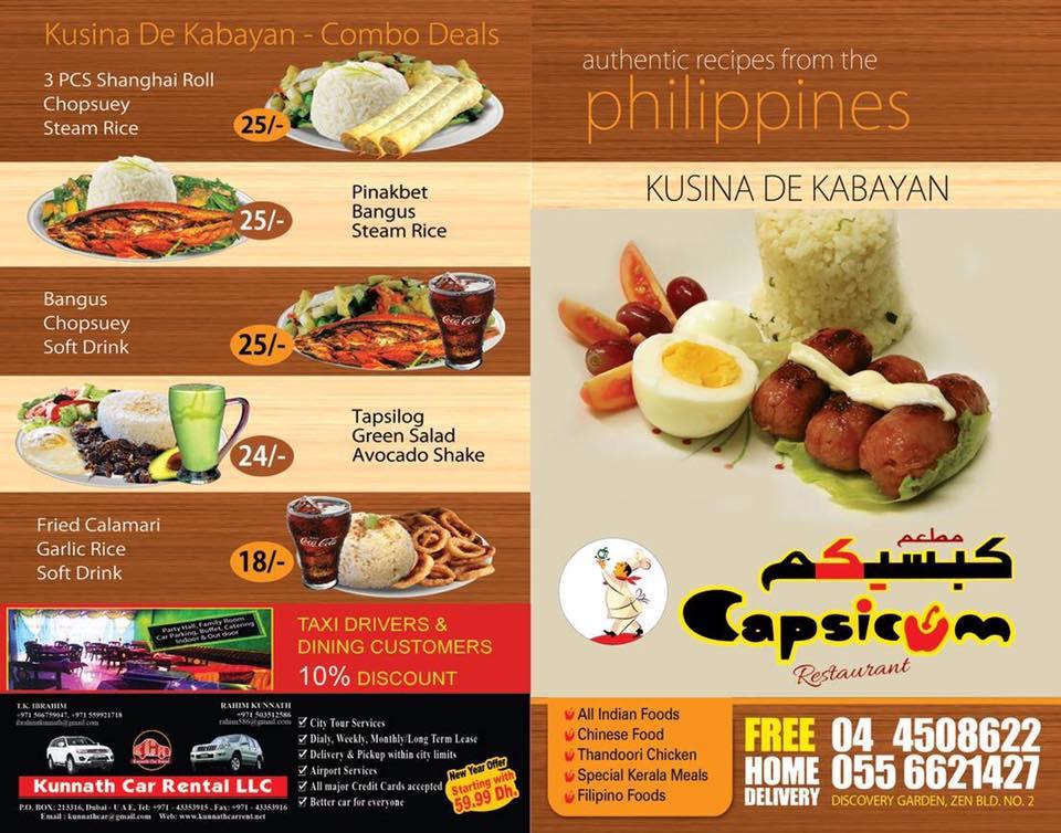 Menu at Capsicum Restaurant, Dubai