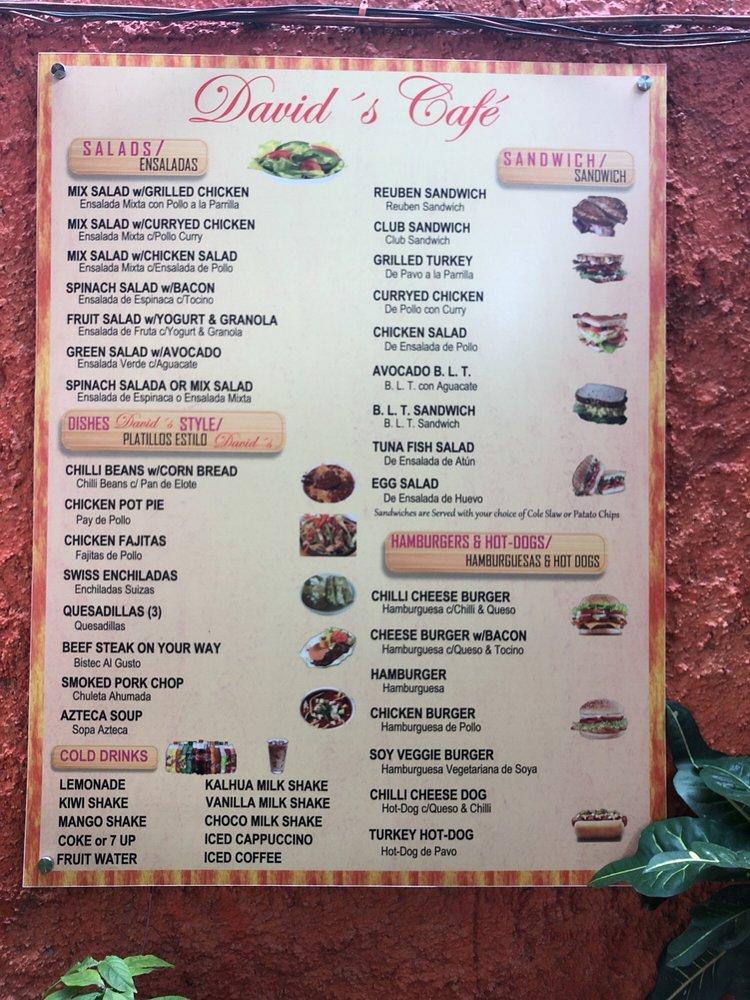 Menu at David Café, Ajijic, Hidalgo 21