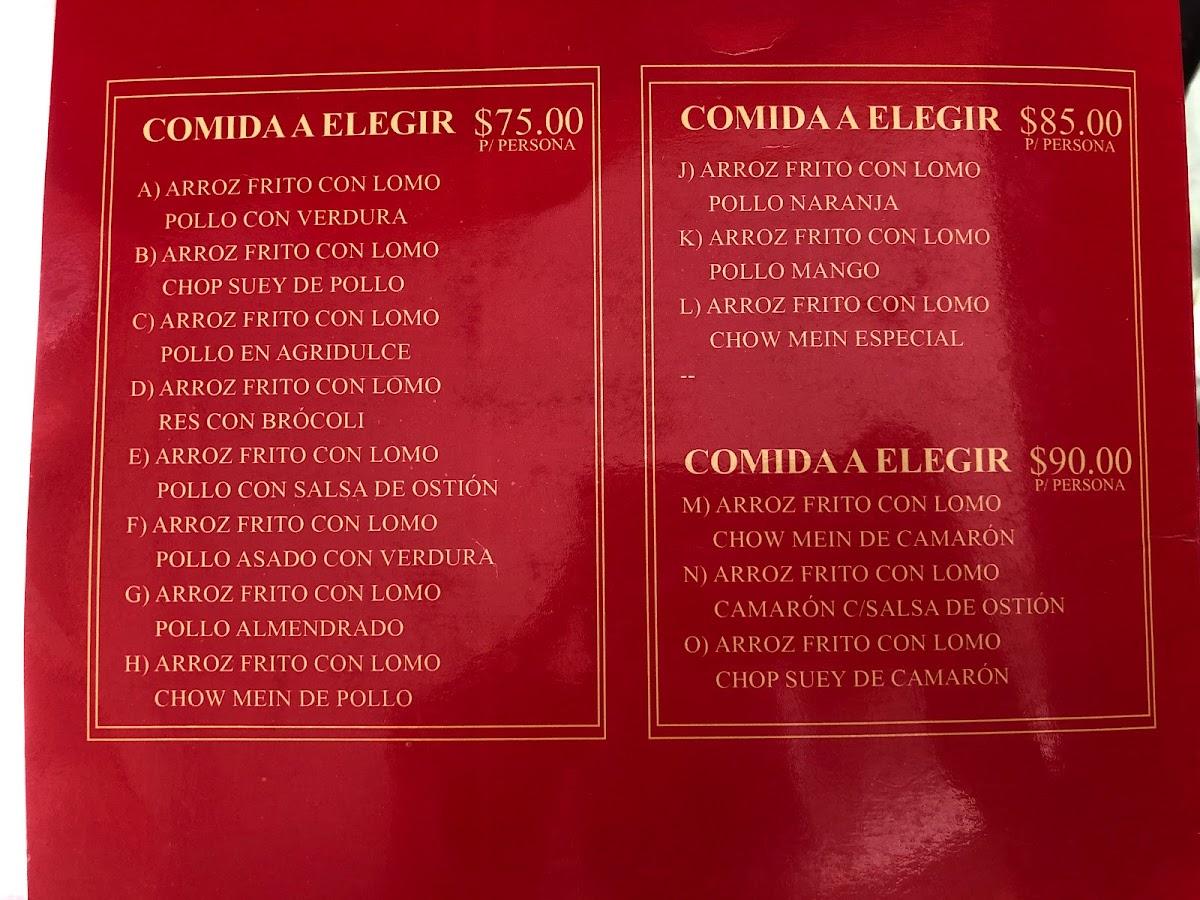 Carta de Restaurante Huy Fong, Culiacán Rosales