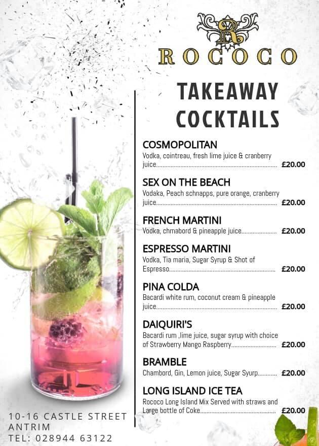 Menu at Rococo Wine Bar Antrim, Antrim