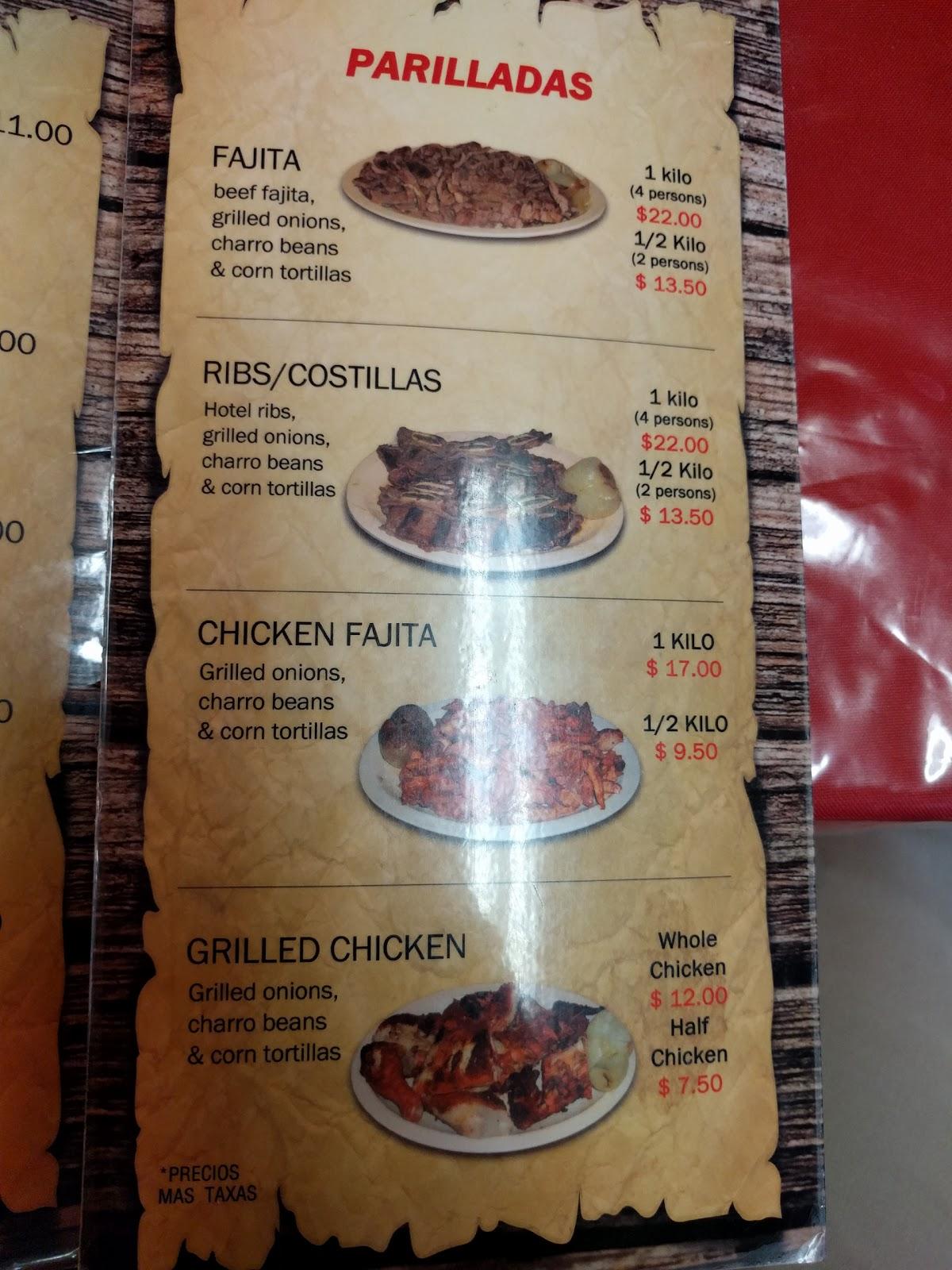 Menu at Texi Mexi restaurant, Los Fresnos