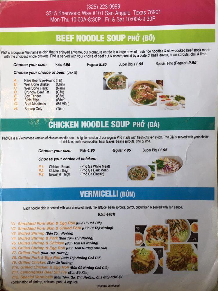 Menu at What Da Pho restaurant, San Angelo