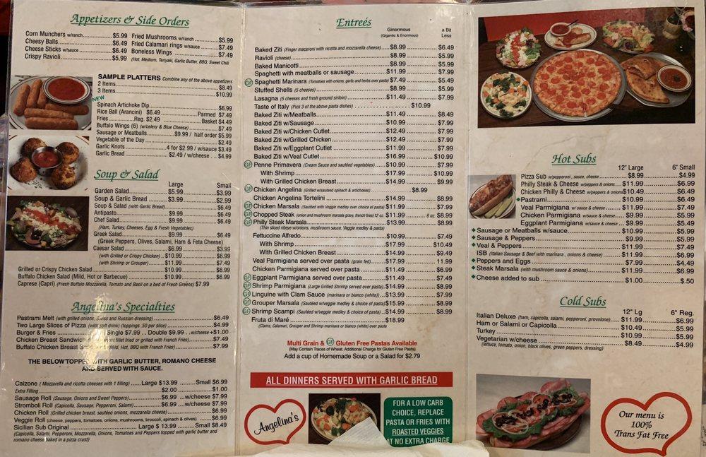 Menu at Angelina's Pizzeria, DeLand