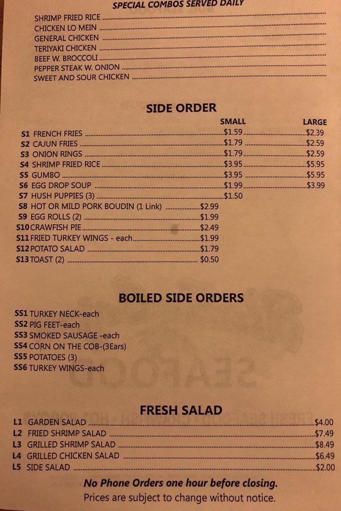 Menu at Blazin Cajun Seafood restaurant, Gulfport