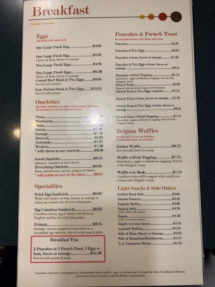 Menu at Brockport Diner cafe, Brockport