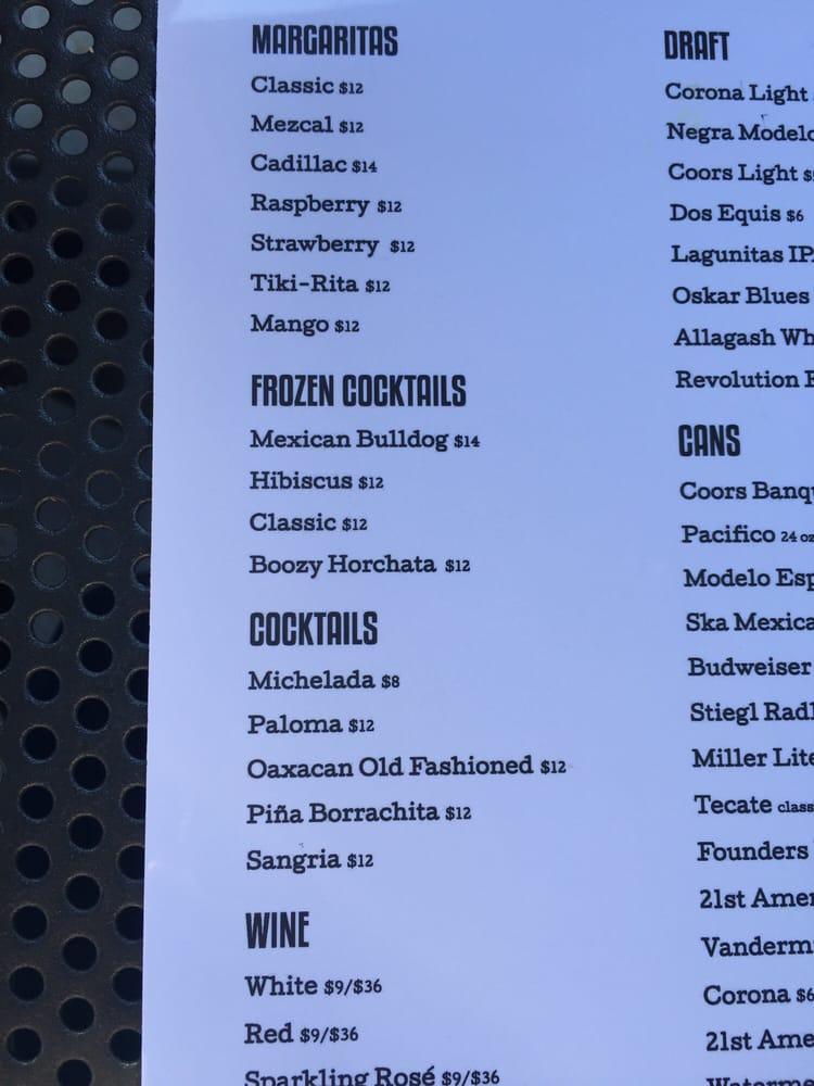 Menu at Federales pub & bar, Chicago