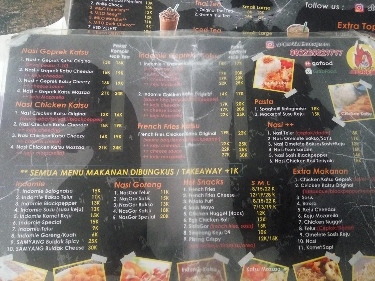 Menu at Geprek Katsu Express, Nakula restaurant, Semarang