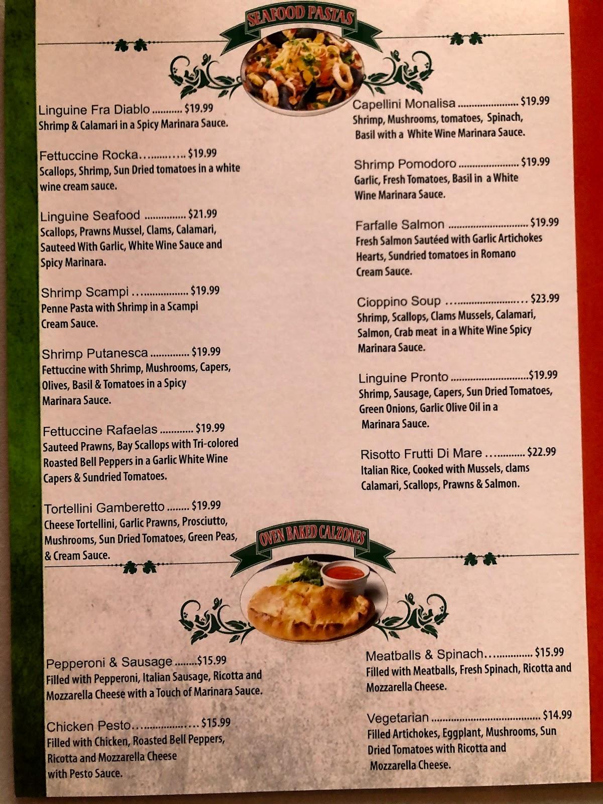 Menu at Pastas Pronto pub & bar, Modesto, Coffee Rd