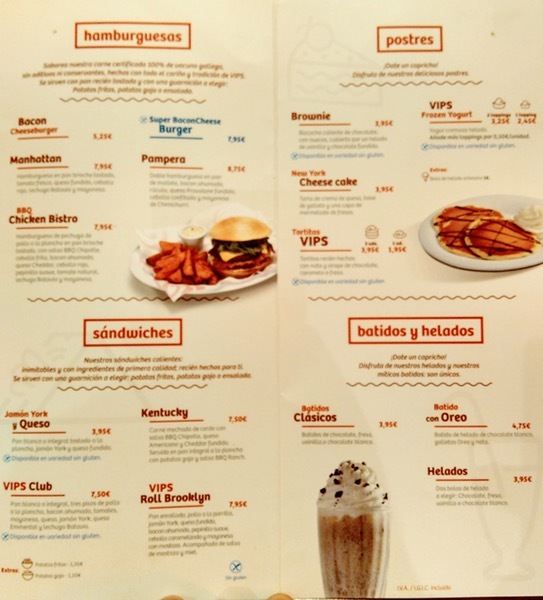 Carta de comida rápida VIPS Smart, Las Rozas, Carretera Nacional VI