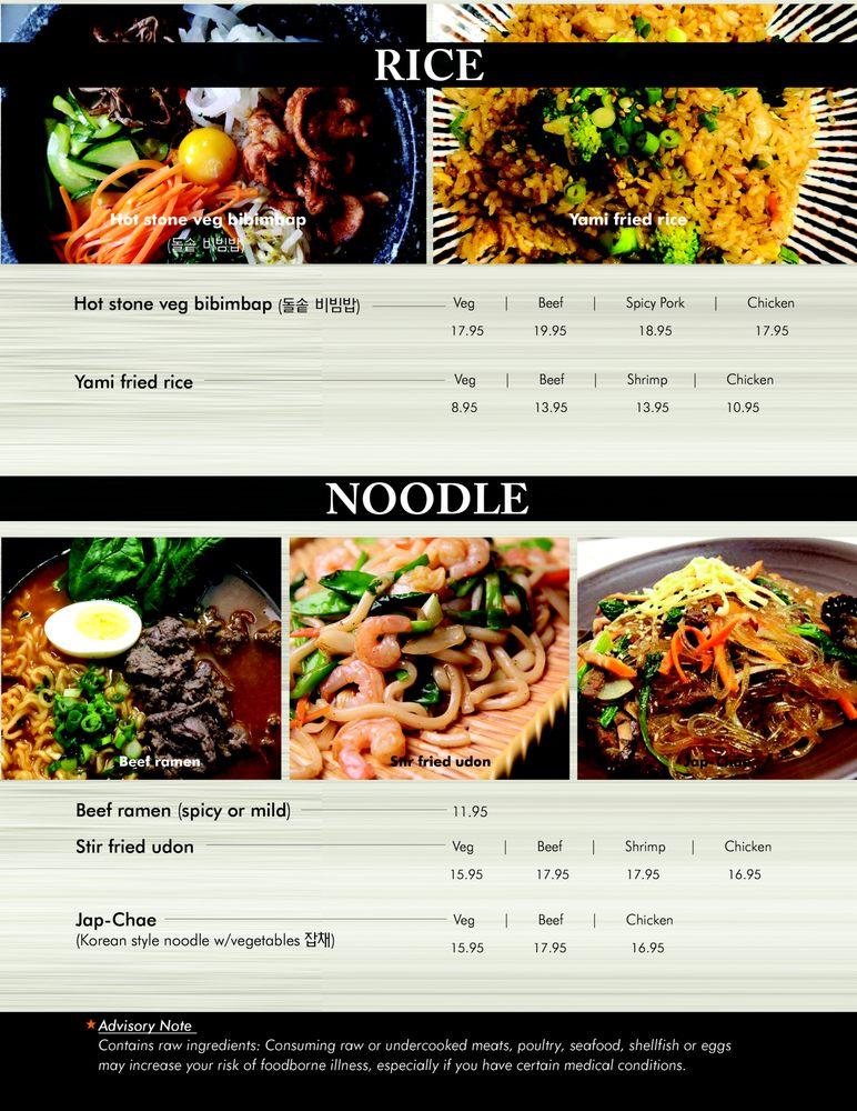 Menu at YAMI Korean & Japanese Restaurant, Boynton Beach