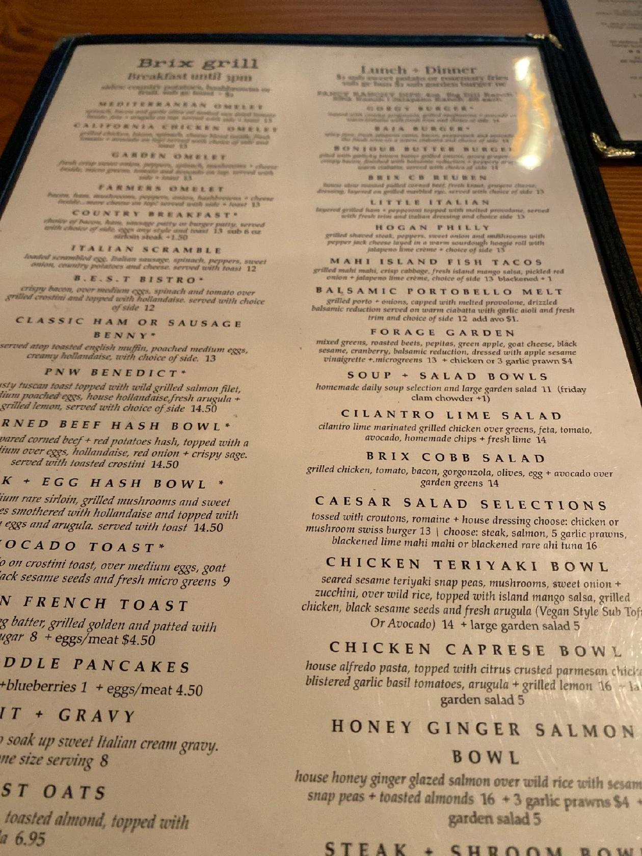 Menu at Brix Grill pub & bar, Roseburg, 527 SE Jackson St