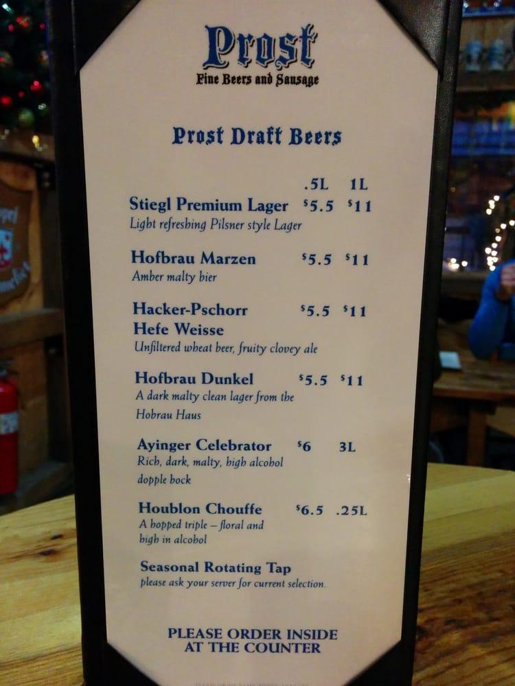 Menu at Ein Prosit pub & bar, Frisco