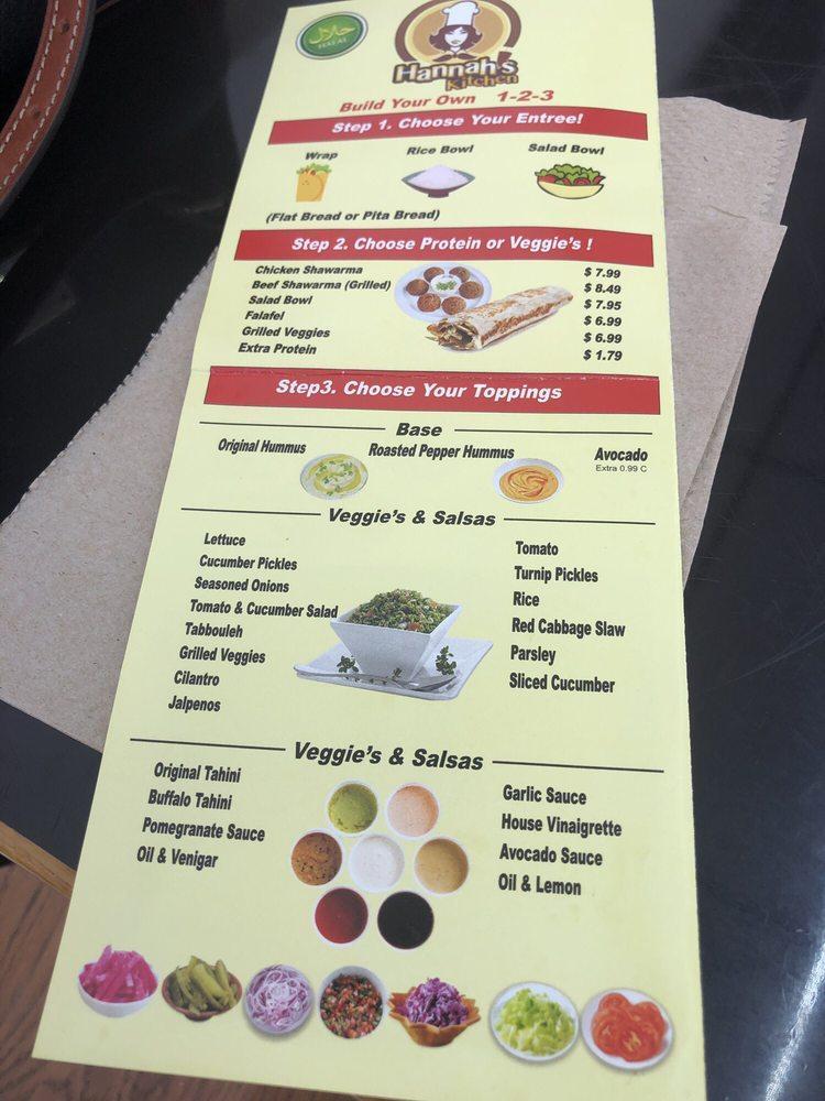 Menu at Hannah’s kitchen restaurant, Boca Raton
