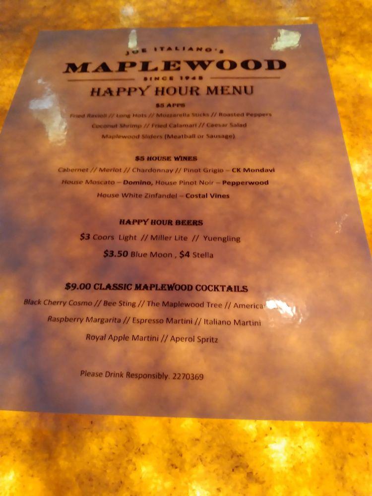 Menu at Joe Italiano's Maplewood restaurant, Moorestown