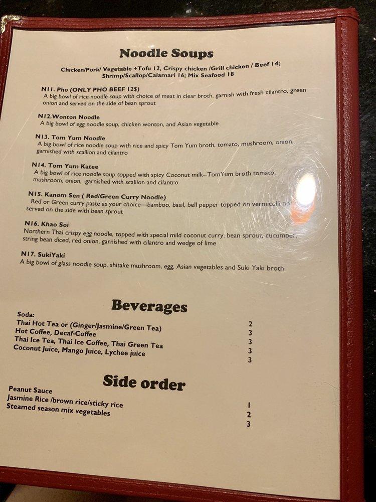 Carta de Kob Jai Pho and Thai Restaurant, Rocky Hill