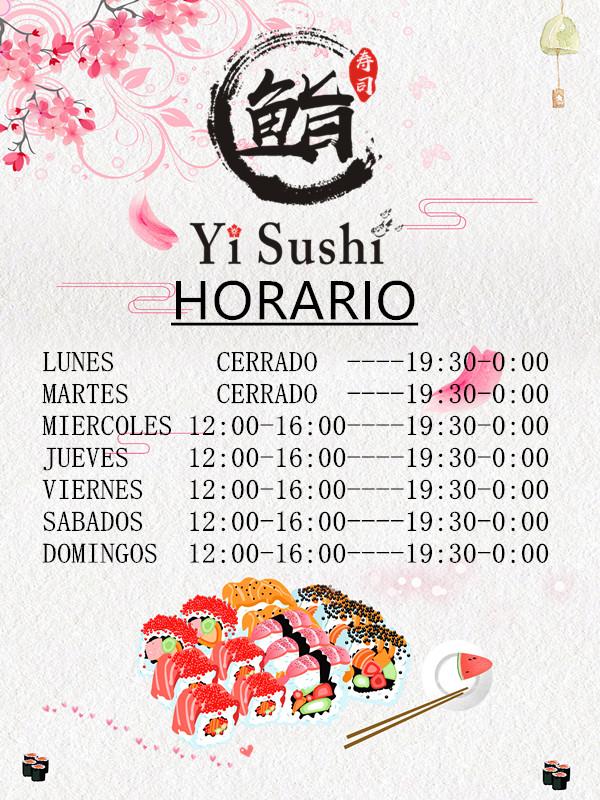 Menu at Yi sushi restaurant, Murcia