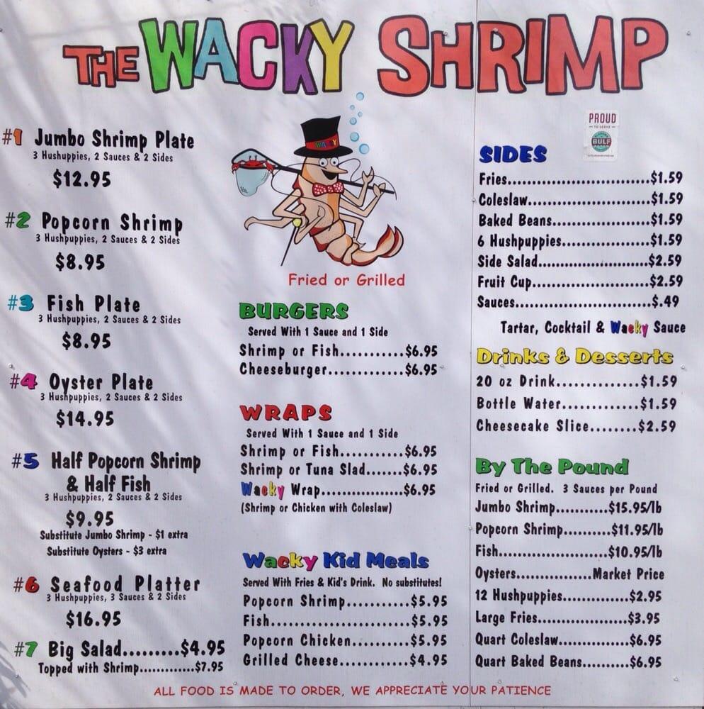 Menu at The Wacky Shrimp fast food, Daphne