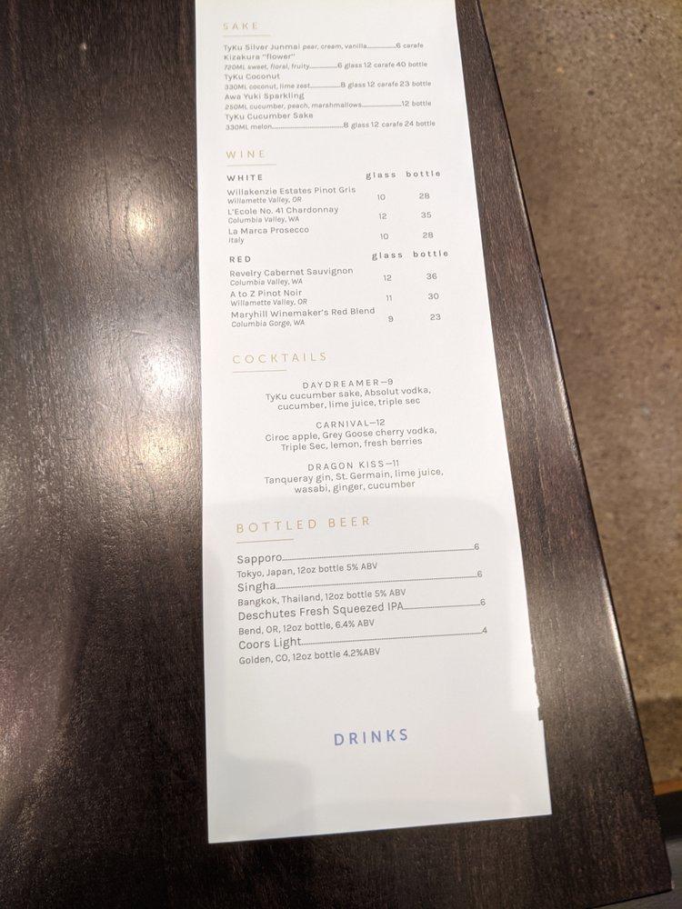 Menu at Longhouse restaurant, Ridgefield