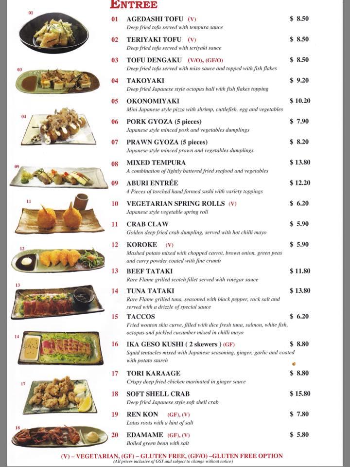 Menu at YUKI Japanese Restaurant, Willetton, 7/113 Collins Rd