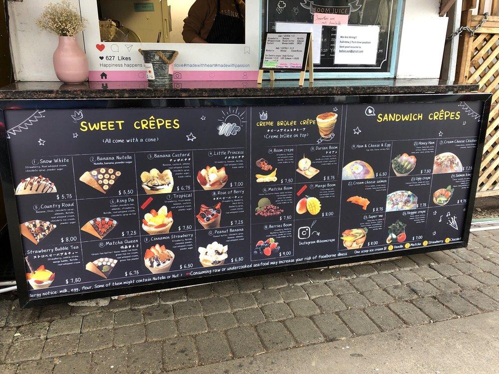 Menu at Boom Crepes, Tigard