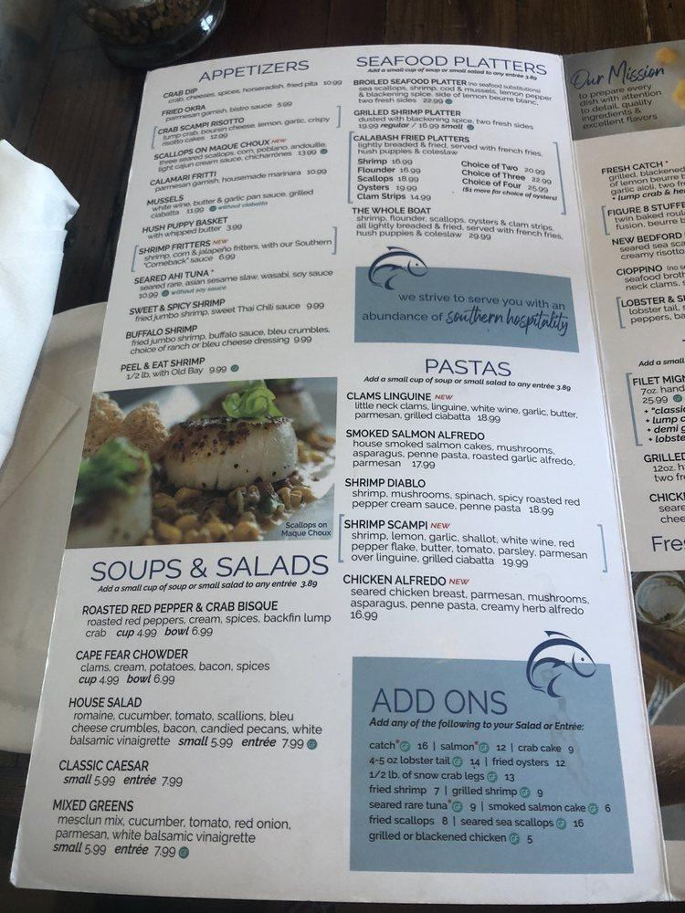 Menu at Cape Fear Seafood Company restaurant, Belville