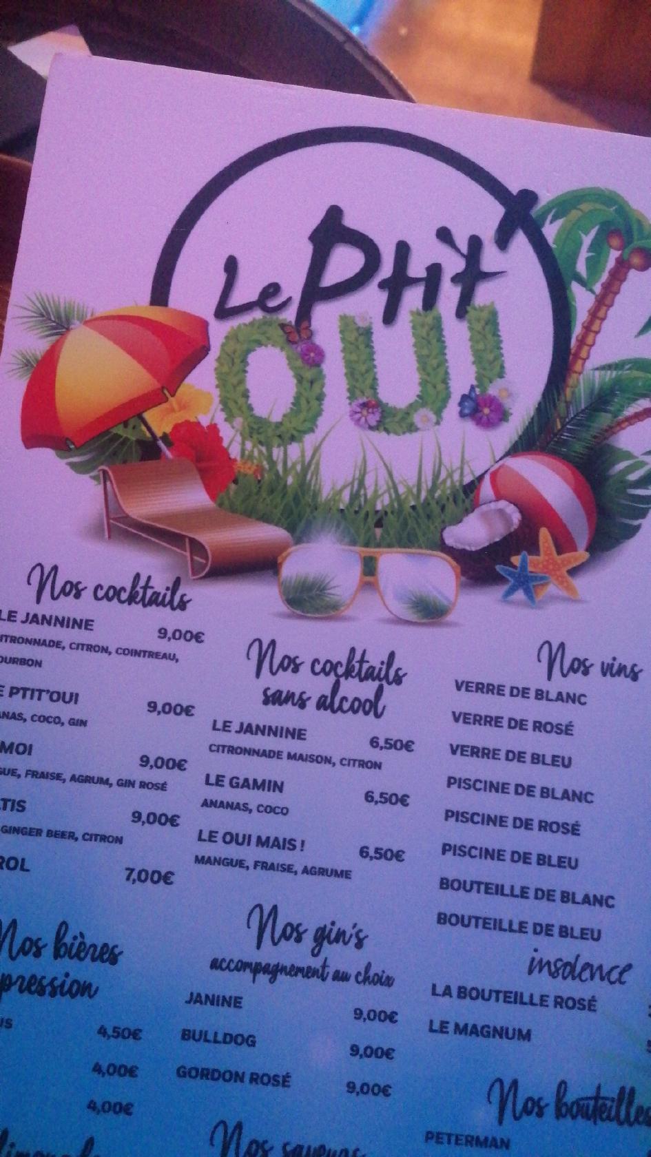 Menu au Ptit oui, Huy