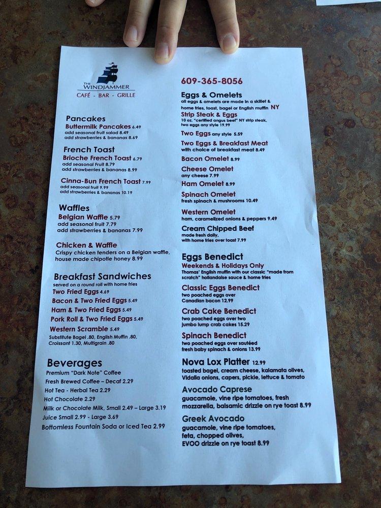 Menu at The Windjammer Café Bar Grille, Somers Point
