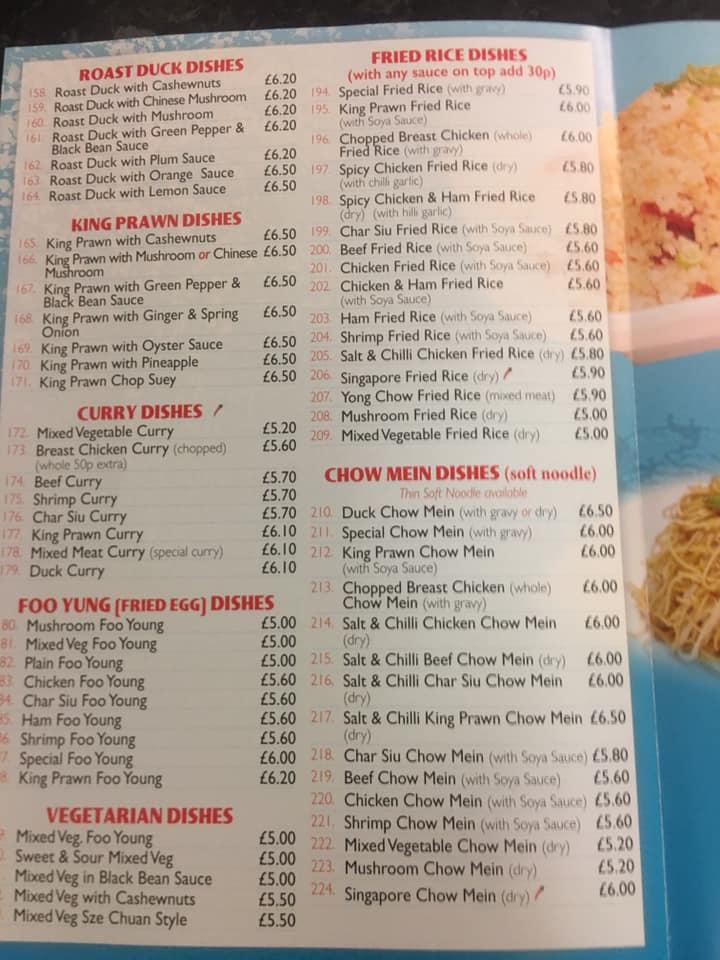 Menu at Moon Garden restaurant, Larkhall