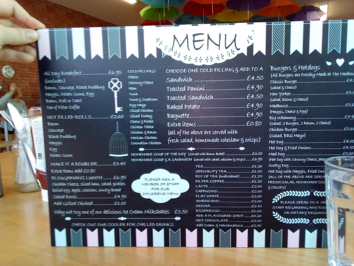 Menu at The Madhouse Bakery, Glenrothes