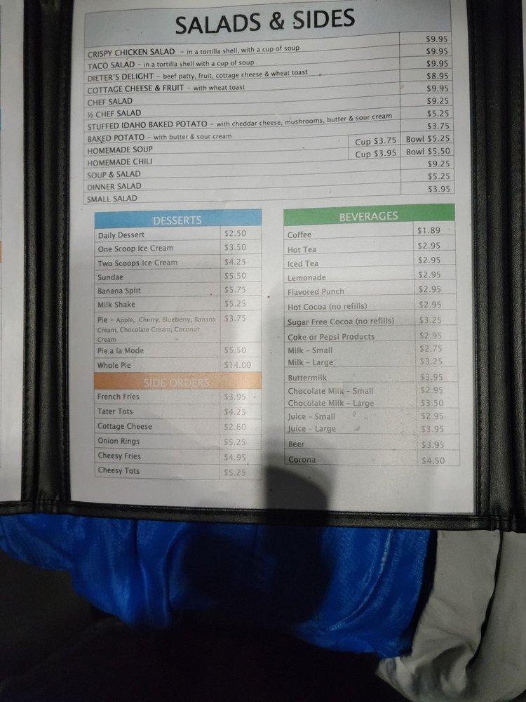 Menu at Wayside Cafe, Heyburn, ID-24