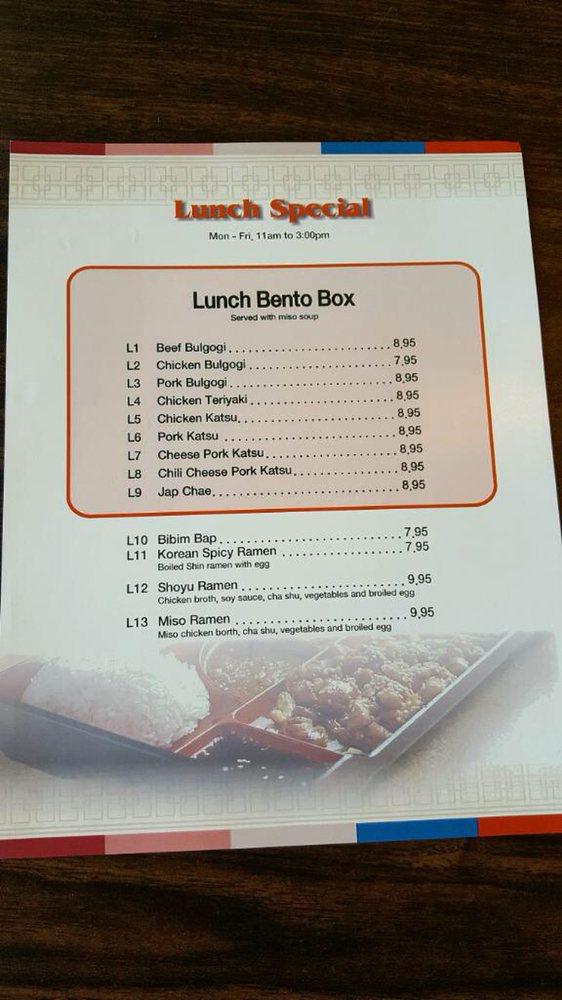 Menu at KOGI Korean BBQ, Tucson