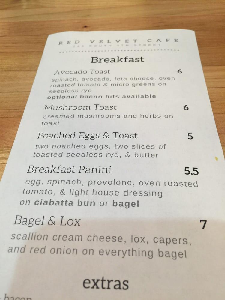 Menu at Red Velvet Cafe, Columbus, 246 S 4th St
