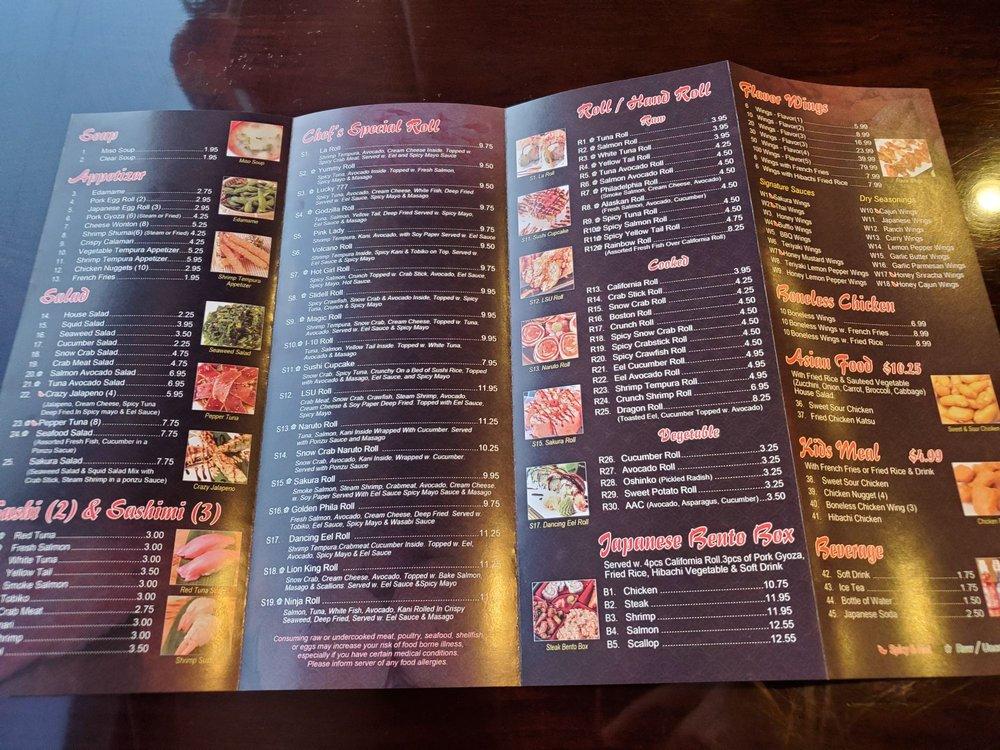Menu at Ichiro hibachi Express ( Sakura Express) restaurant, Slidell