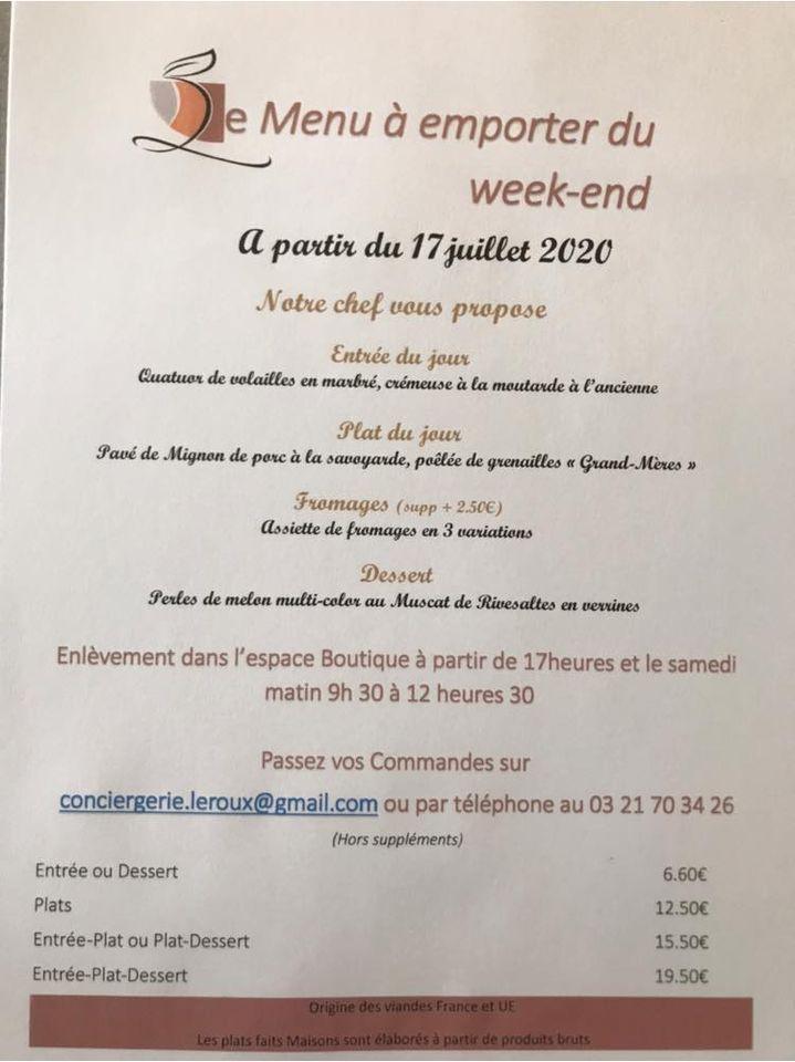 Menu au Auberge du Lac restaurant, Annay