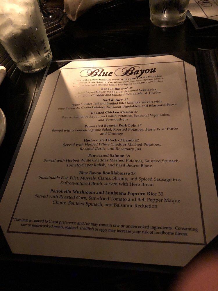 Menu at Blue Bayou Restaurant, Anaheim, S Harbor Blvd