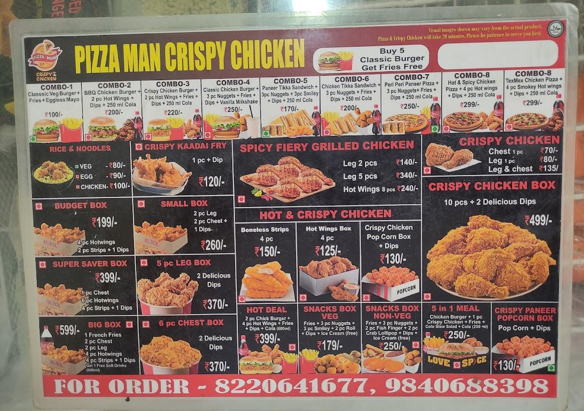 Menu at Pizza Man Crispy Chicken, Chennai, 676C+RPJ