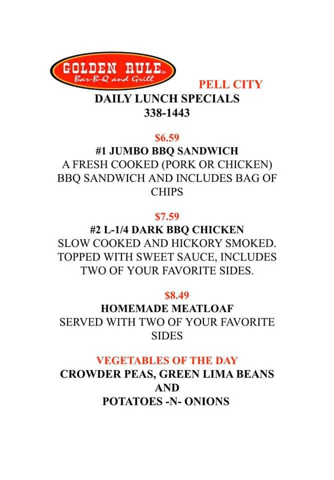 Extraordinary Golden Rule Pell City Menu Gallery