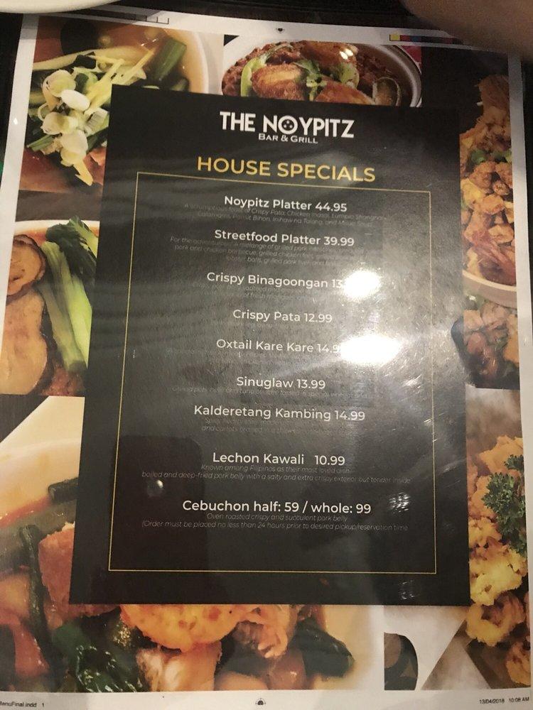 Menu at The Noypitz Bar and Grill, West Covina