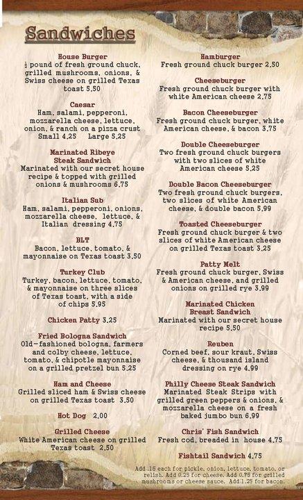 Menu at Traditions restaurant, Woodsfield