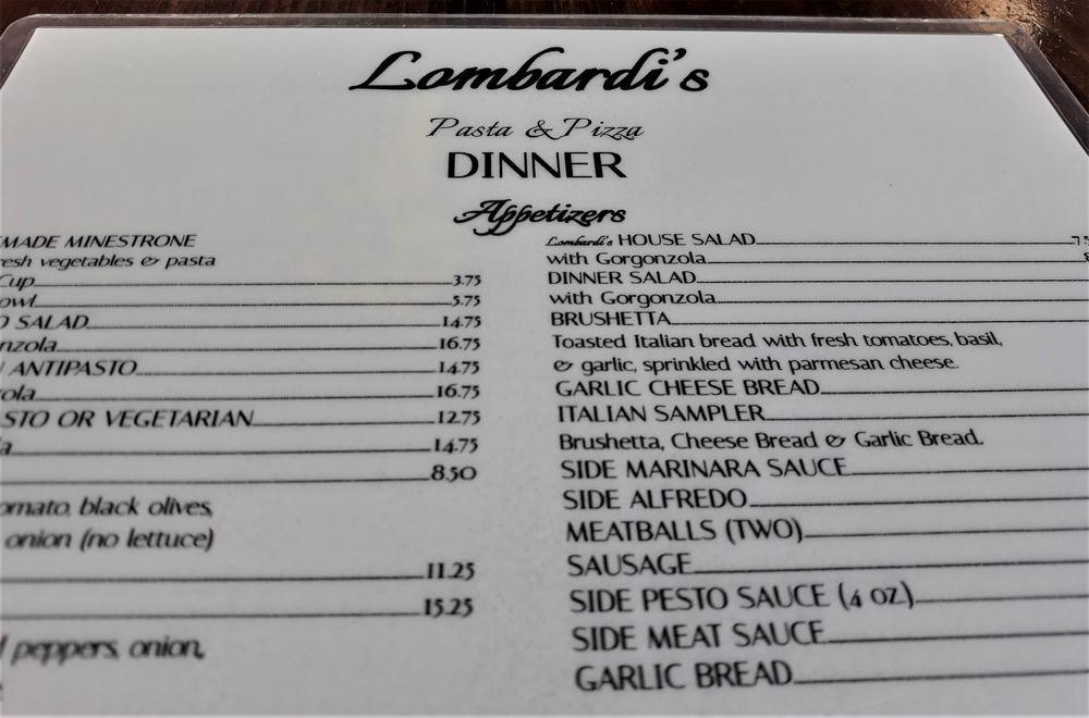Menu at Lombardi's Pasta Familia, Cambria