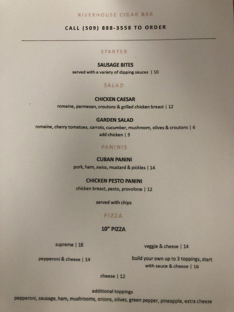 Menu at Riverhouse Cigar Bar, Wenatchee