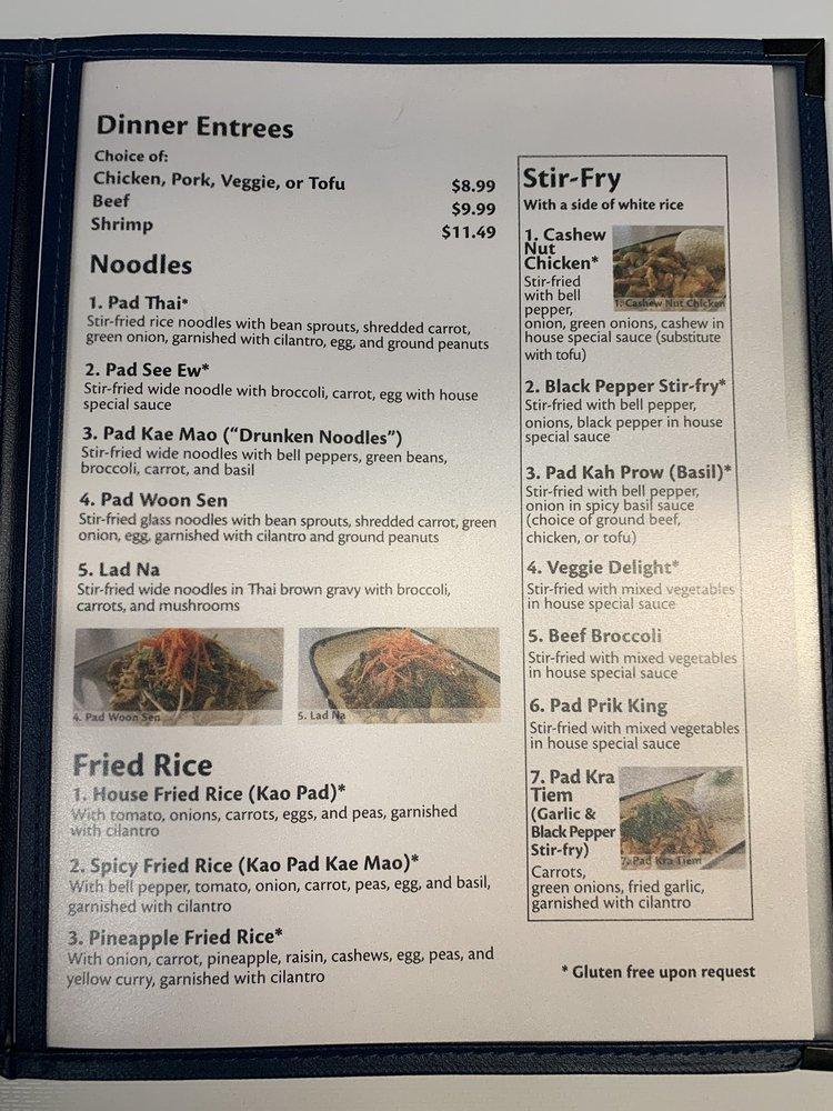 Menu at Thai Zap restaurant, Pocatello, 465 Yellowstone Ave