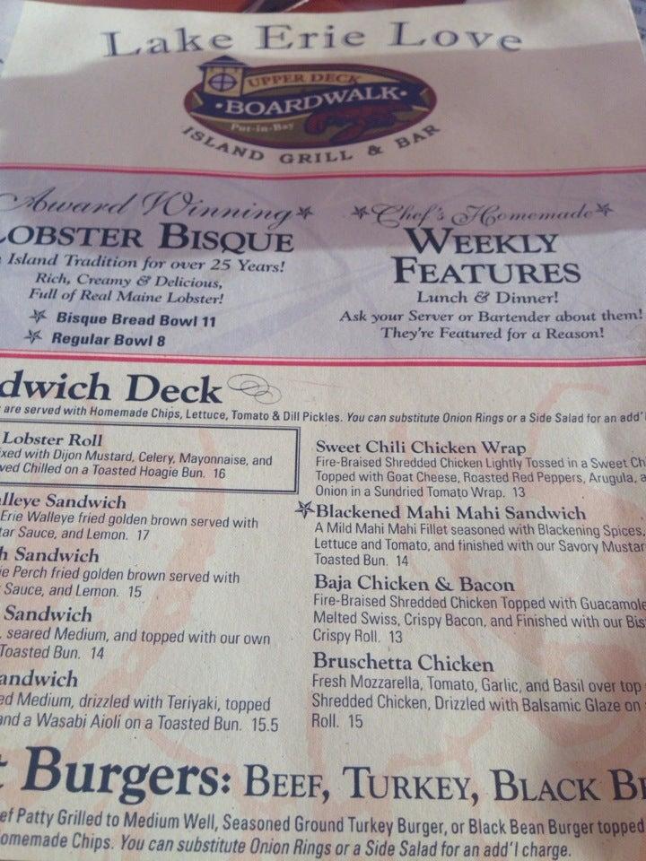 Menu at The Boardwalk pub & bar, Put-in-Bay