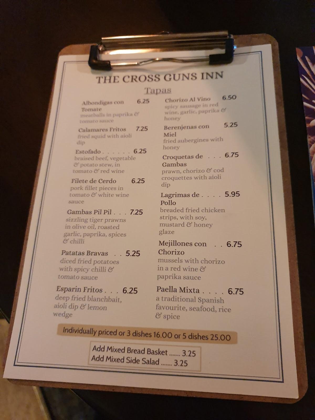Menu at The Cross Guns In pub & bar, Bolton, 354 Blackburn Rd