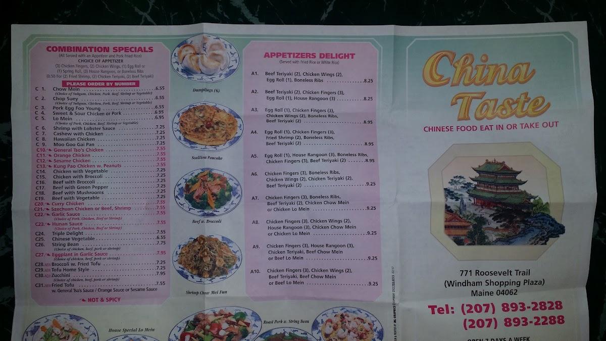 Menu at China Taste restaurant, Windham, 771 Roosevelt Trail Ste 1