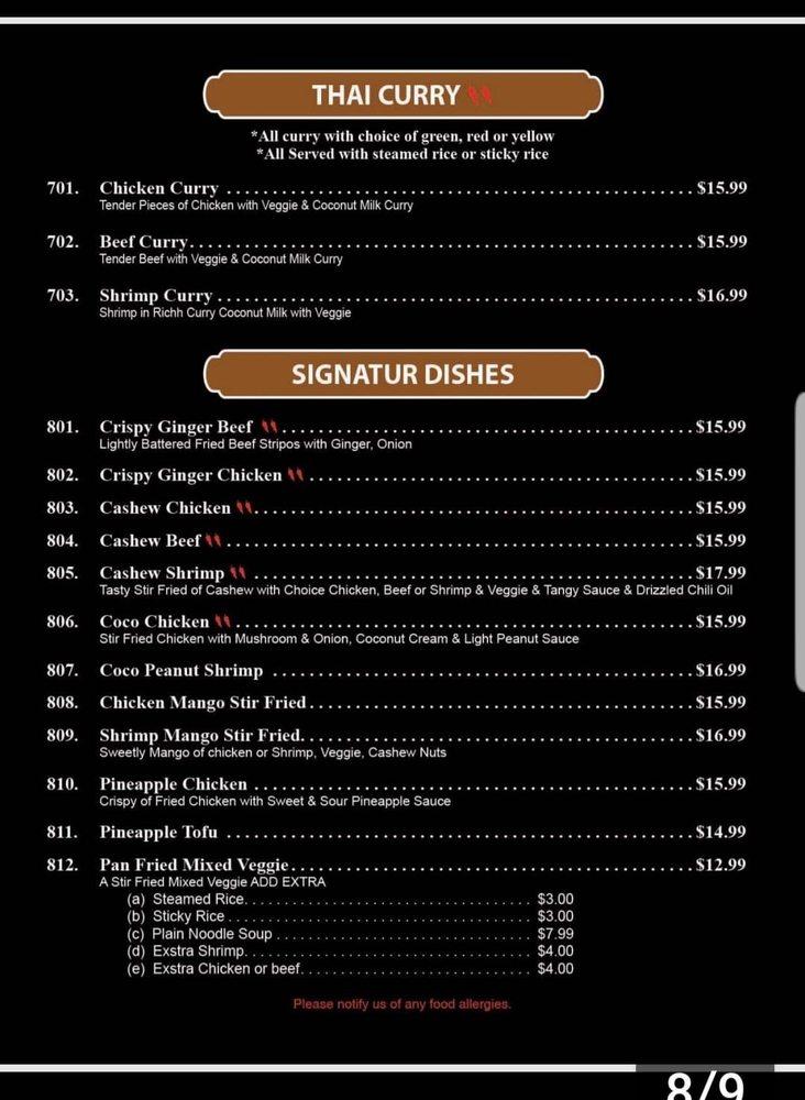 Menu at Pho Simcoe restaurant, Wasaga Beach